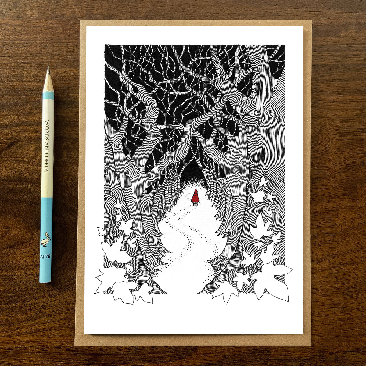 Red Riding Hood Greetings Card – Suzanne Pink